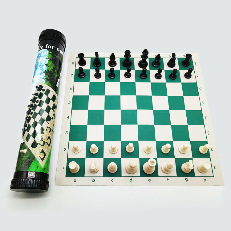 Набор шахмат для улицы в бочке, портативный, 3D черно-белые фигуры, шахматная доска 51 см