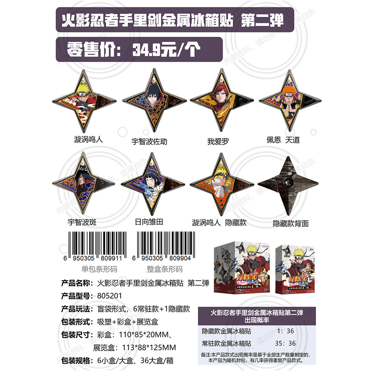 Официальный значок Наруто TV - Значок "Связь времени" Слепой бокс Баджи Саске Наруто Аниме Двумерный