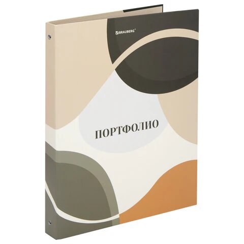 Папка-портфолио универсальная, 4 кольца, 20 файлов 10 вкладышей, 7БЦ матовая, BRAUBERG, 117555
