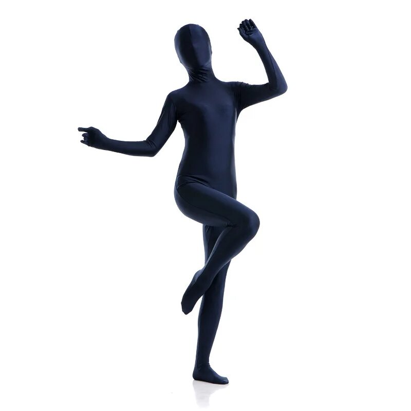 Женский костюм Зентай LaranLULU из нейлона и спандекса Черный, L, Темно-синий
