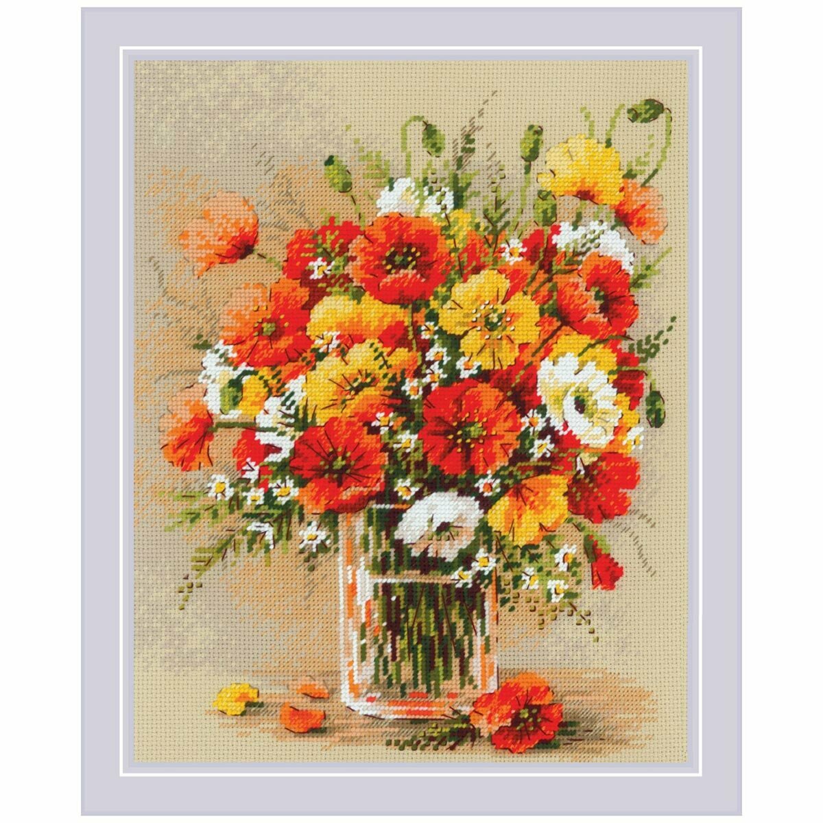 Набор для вышивания крестиком 'Степные маки', 24 х 30 см, Риолис