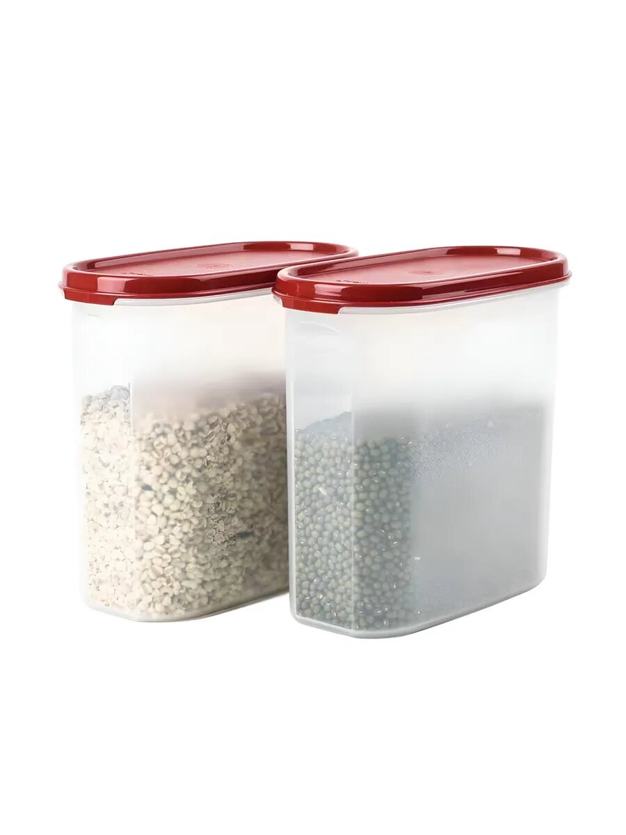 Tupperware Набор Компактусов овальных 1.7л с красной крышкой без клапана, 2 шт