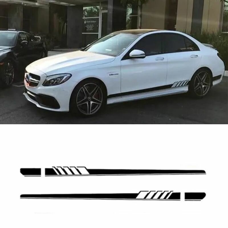Виниловая наклейка‑защита для Mercedes‑Benz C‑Class (W204/W205) 210x11.5 см, черная/серая, защита внешних частей