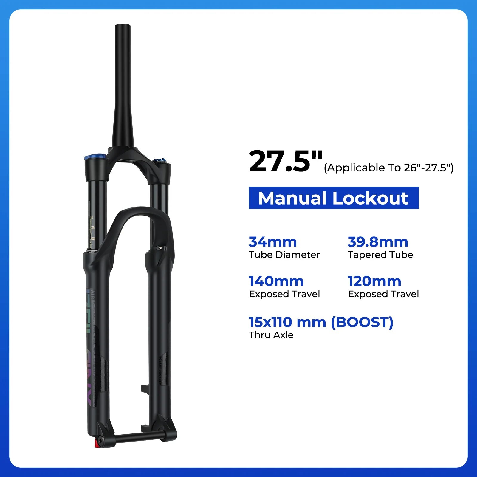 BOLANY MTB вело вилка 27.5/29 дюймов воздушная 27.5BOOST Manual 140