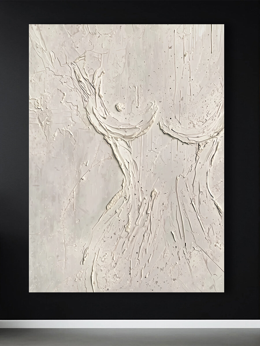 Картина на стену - "Абстрактный минимализм с эффектом 3D, бетон, штукатурка (картина плоская печать на холсте)" , 50х70 см.