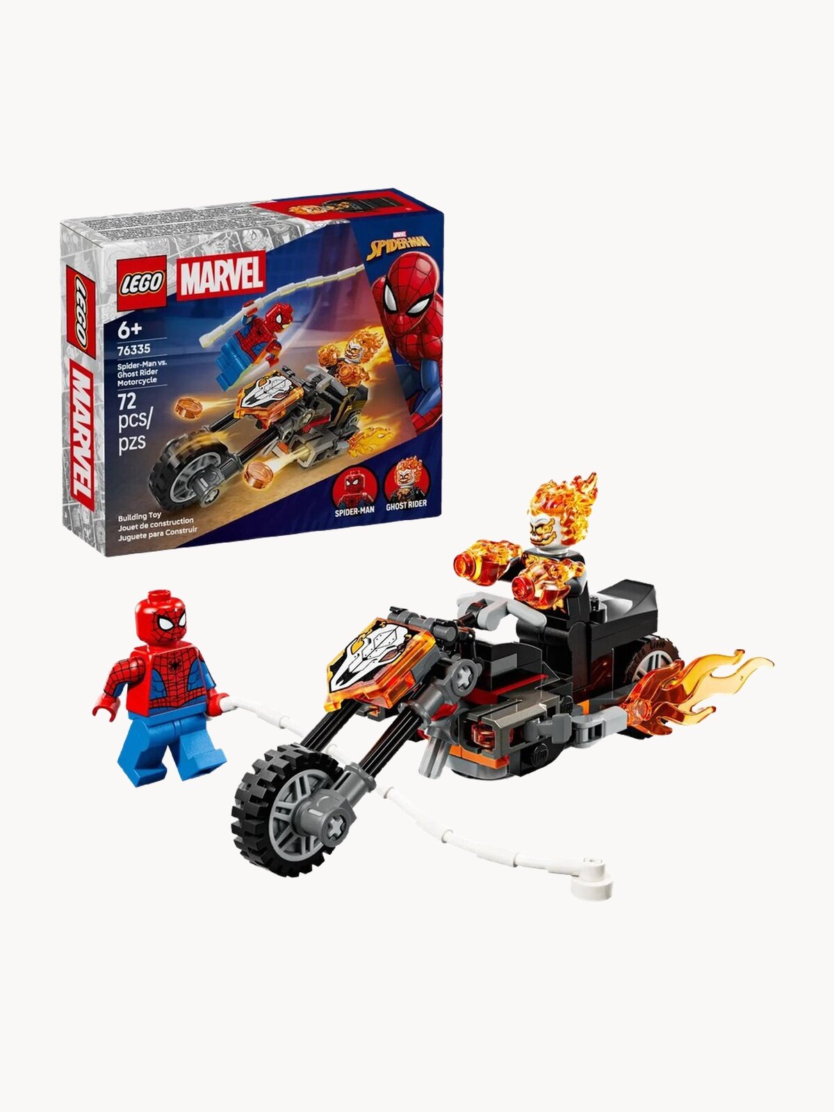 Конструктор LEGO Marvel 76335 Человек-паук против Призрачного гонщика на мотоцикле, 72 дет.