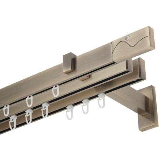 Карниз профильный LM Decor Флэт Лайн Артис трехрядный 2,4 м, Антик