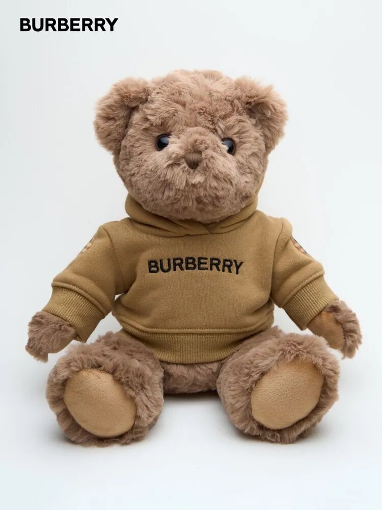 Мишка Tumbly в худи Бёрберри, искусственная шерсть, бежевый, 26см