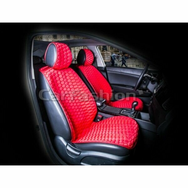 Накидки для Audi A1 A3 A4 A5 A6 A7 A8 / Ауди Q3 Q5 Q7 Q8 / 80 100 и др. CARBON полиэстер(карбон) Красный