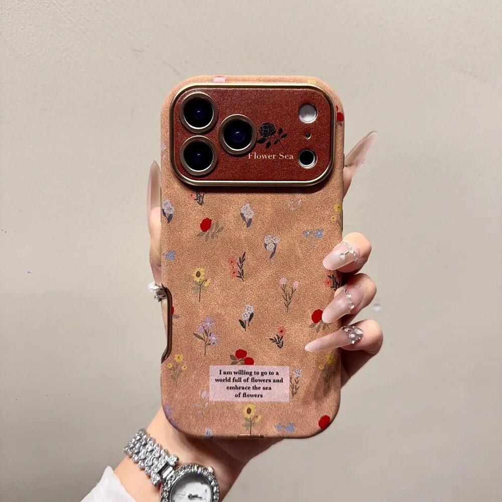 Маленький чехол для телефона в стиле ретро с цветочным принтом для iPhone 17, For iPhone 15pro Max
