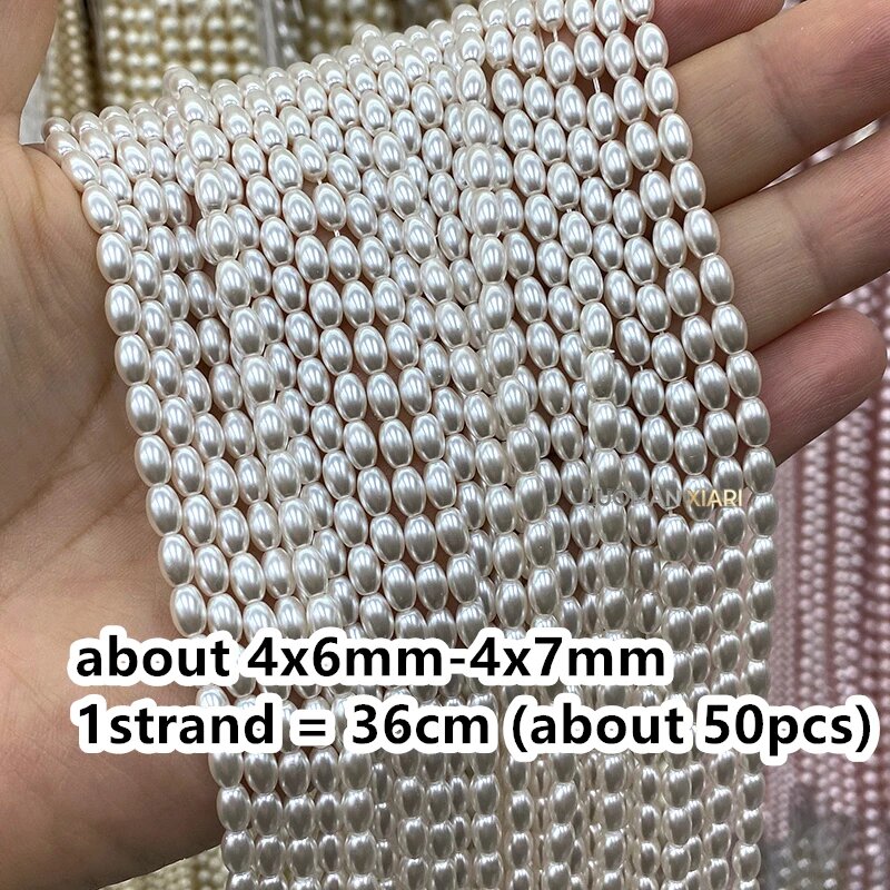 LUOMAN XIARI Гематит Бусины Черный 4x6 мм Белый, shell pearl white