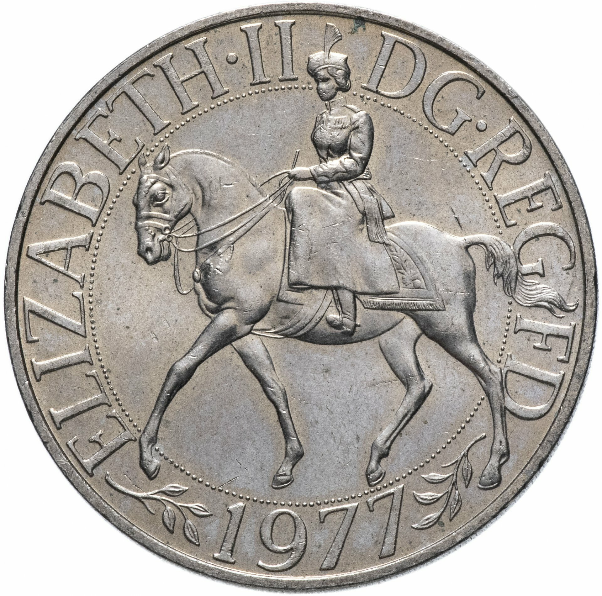 Великобритания 25 новых пенсов pence 1977 "25-я годовщина вступления на престол королевы Елизаветы II", Мельхиор медь-никель, в сохранности UNC