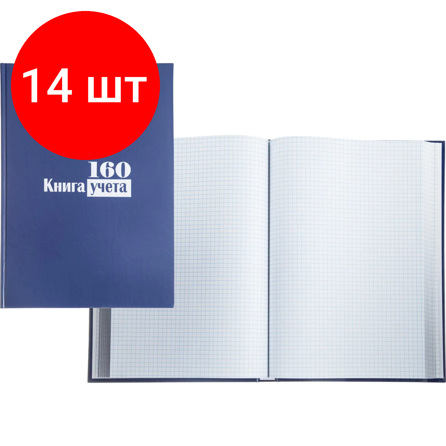 Комплект 14 штук, Книга учета -160л. в клетку офсет, обл. бумвинил