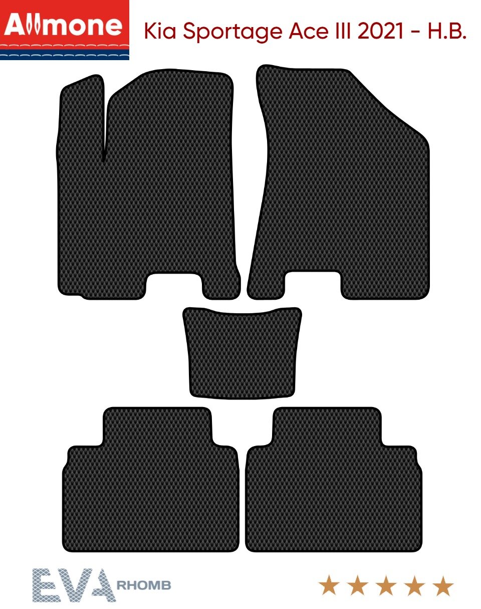 EVA коврики для Kia Sportage Ace 3 (suv) 2021 - Н. В, черные, эва, Allmone, авто, 5шт / Киа Спортейдж Эйс 3