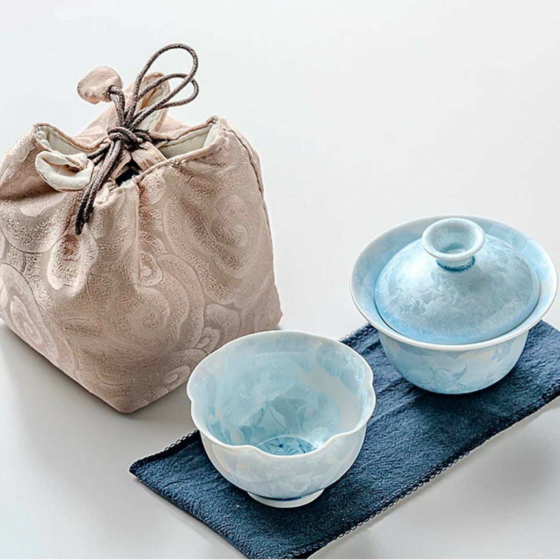 Кристальная глазурь, чашка мастера с цветочным рисунком, одиночная чашка, синяя, личная чайная чашка, керамическая чашка для дегустации, чашка для кунг-фу чая