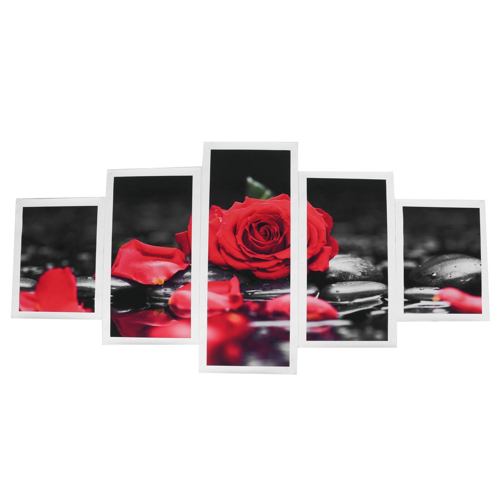 5Pcs Wall Art Painting Set Romantic Red Rose Frameless Painting Artwork Home Decoration