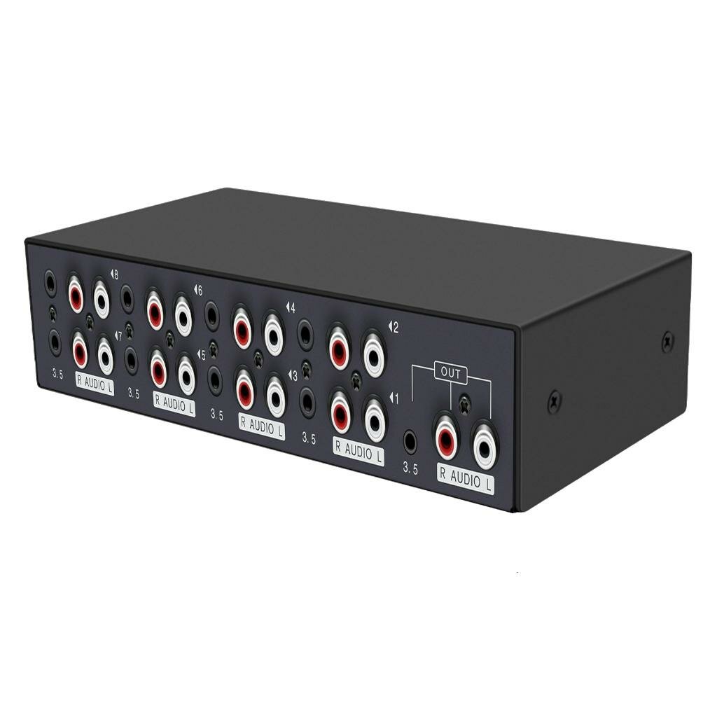 Стерео коммутатор для студии с RCA и 3.5 мм, 8 каналов