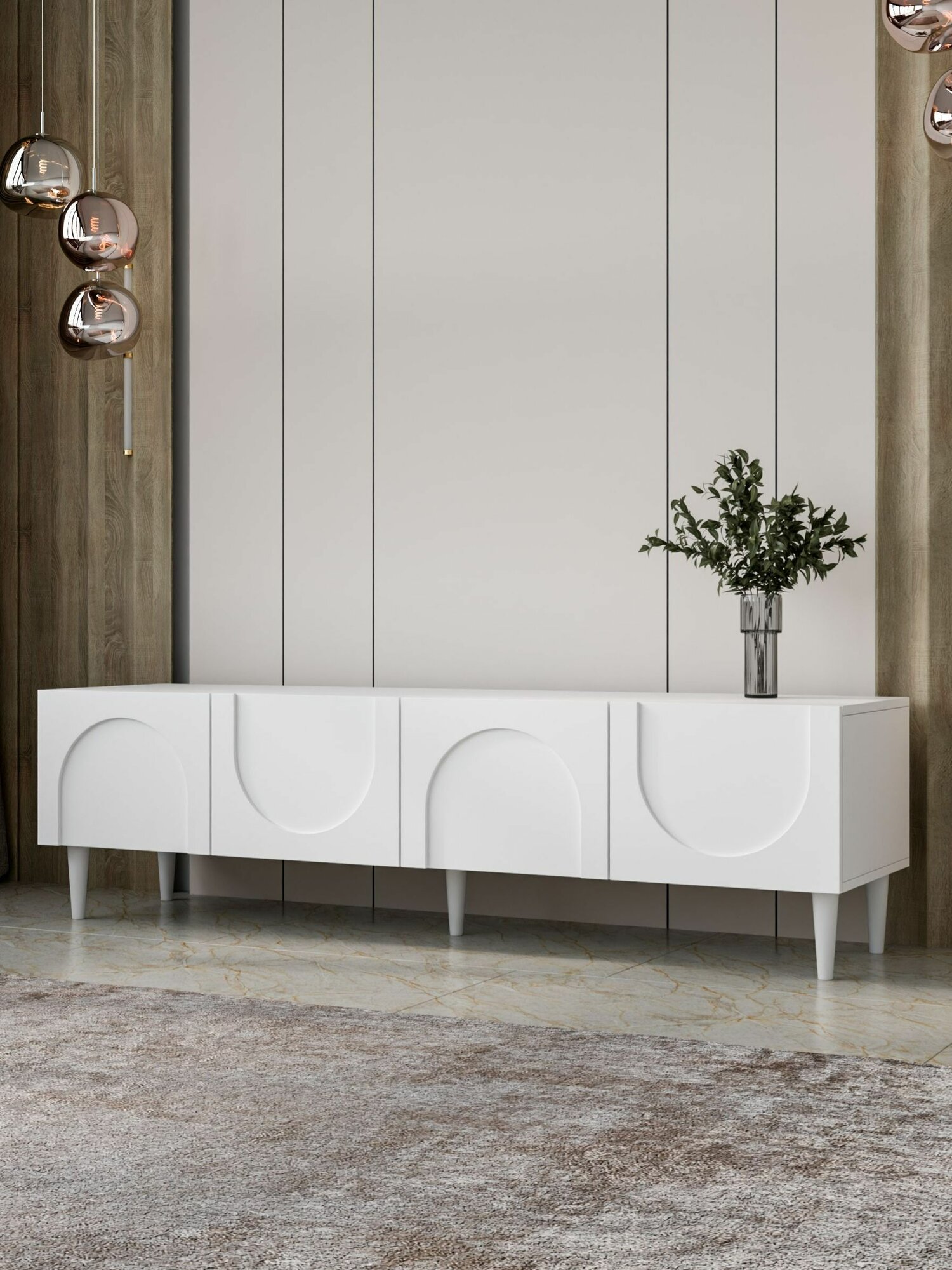 Тумба под телевизор напольная MTO-Profi "Санта" белая 160х35х45см