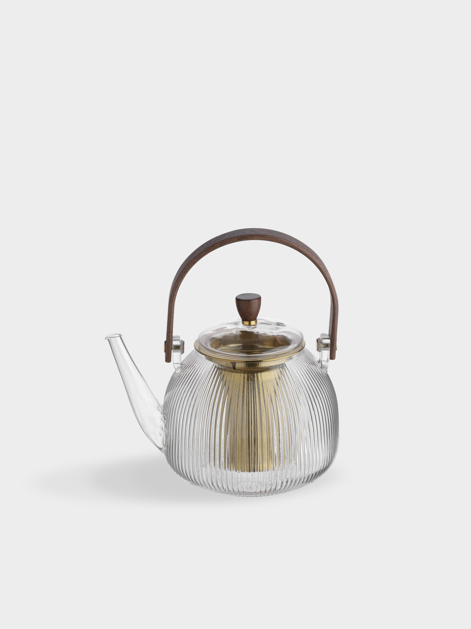 Чайник заварочный, 1 л, стекло Б/сталь, золотистый, Ribby gold, Kuchenland