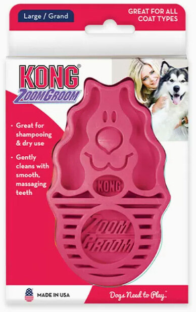 Кроссовки KONG ZOOM GROOM для кошек и собак, натуральный резиновый массажный гребень для купания