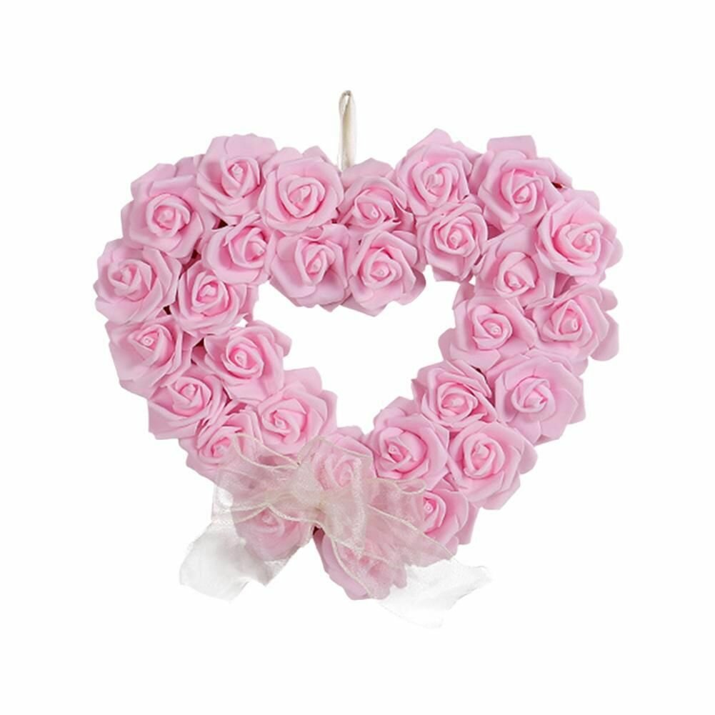 Романтичный венок из белых роз в форме сердца, декор для свадьбы и Дня святого Валентина, украшение для мероприятий на открытом воздухе