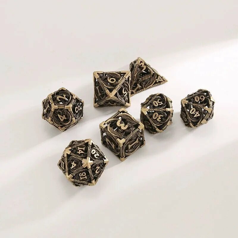 Кубики для DnD (ДнД) 7 шт Металлические , Кости игральные Дайсы, Классический набор дайсов Dungeons & DragonsРолевая игра , Pathfinder, настольные игры