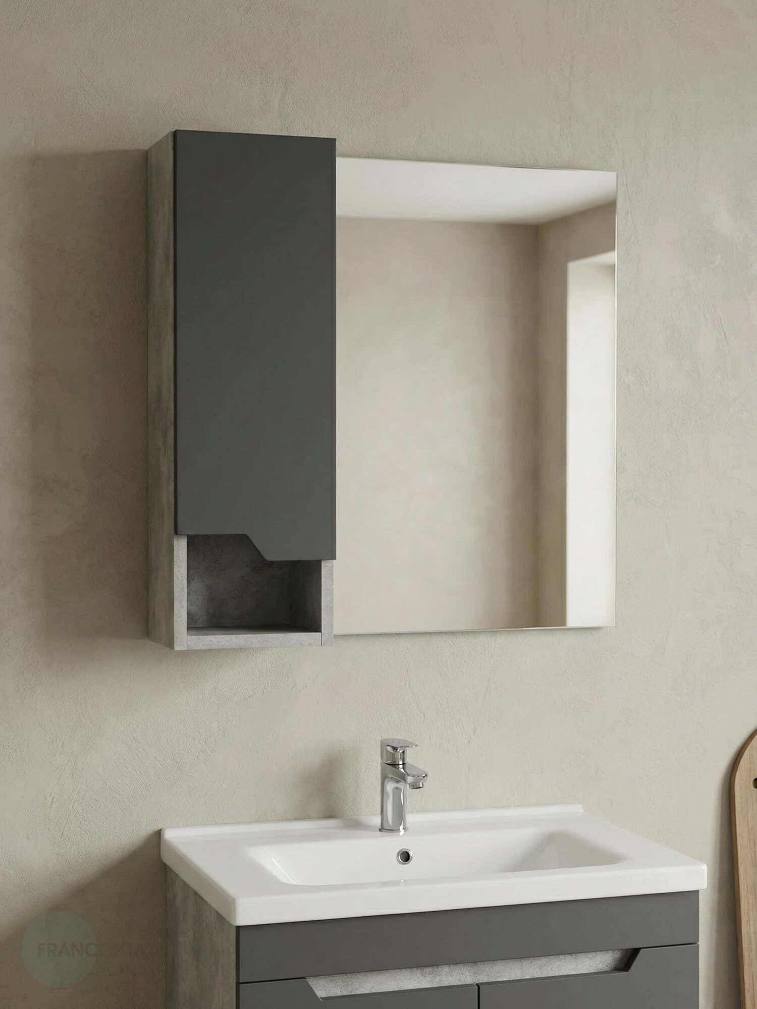 Зеркало в ванную Francesca Avanti Венеция Неаполь 70 со шкафчиком, графит софт, левый