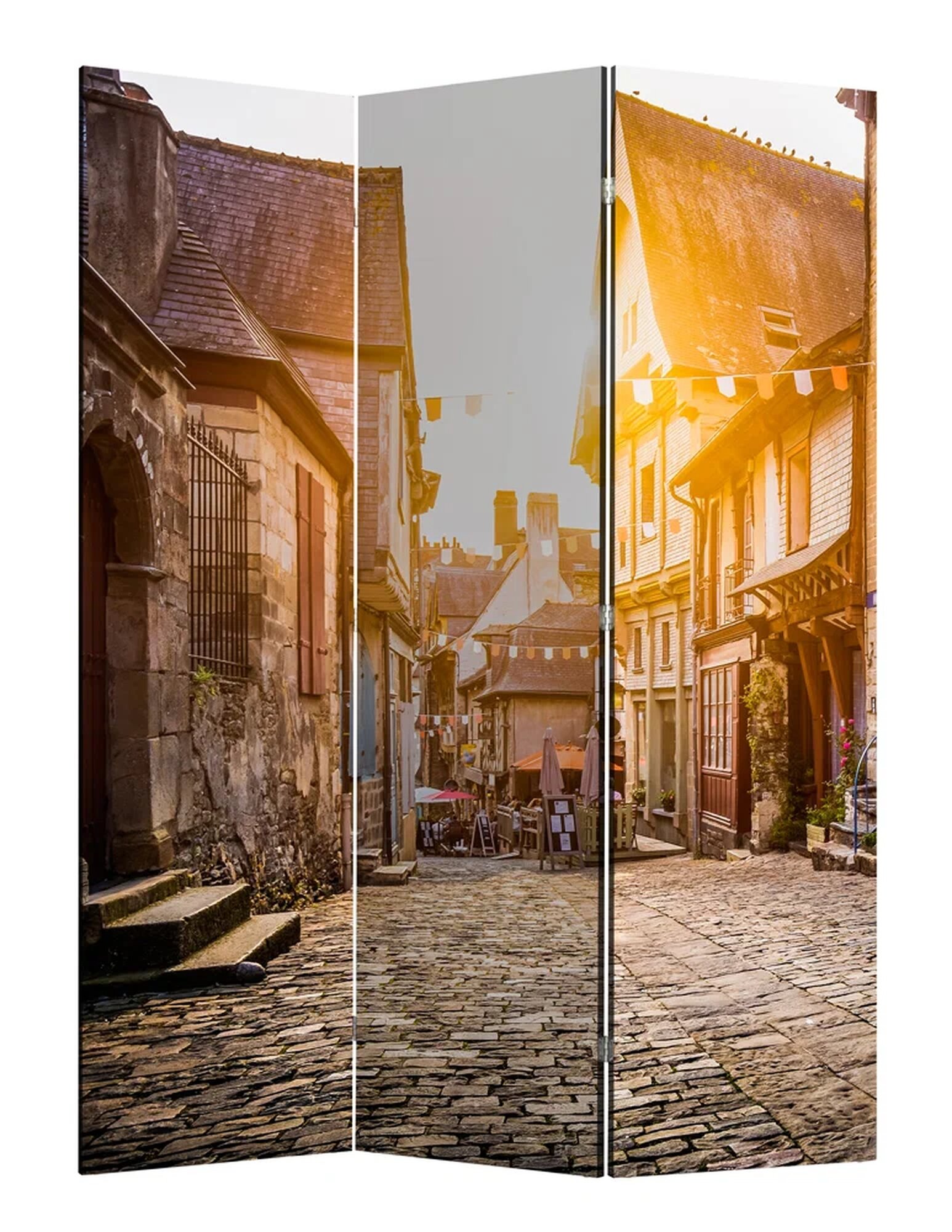 ПВХ ширма перегородка для зонирования Тихая улочка - 3, размер 177х141/47 см