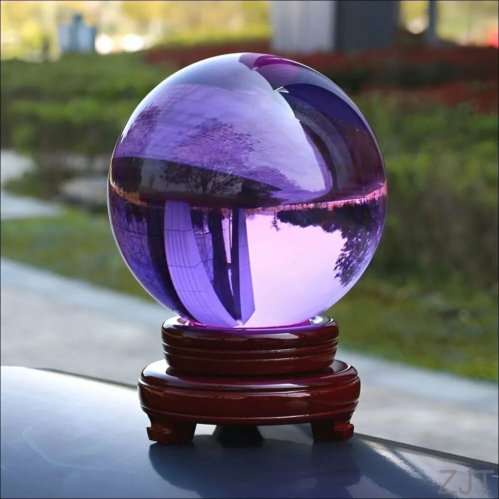 Магический фиолетовый хрустальный шар, гадание, ритуал, с подставкой