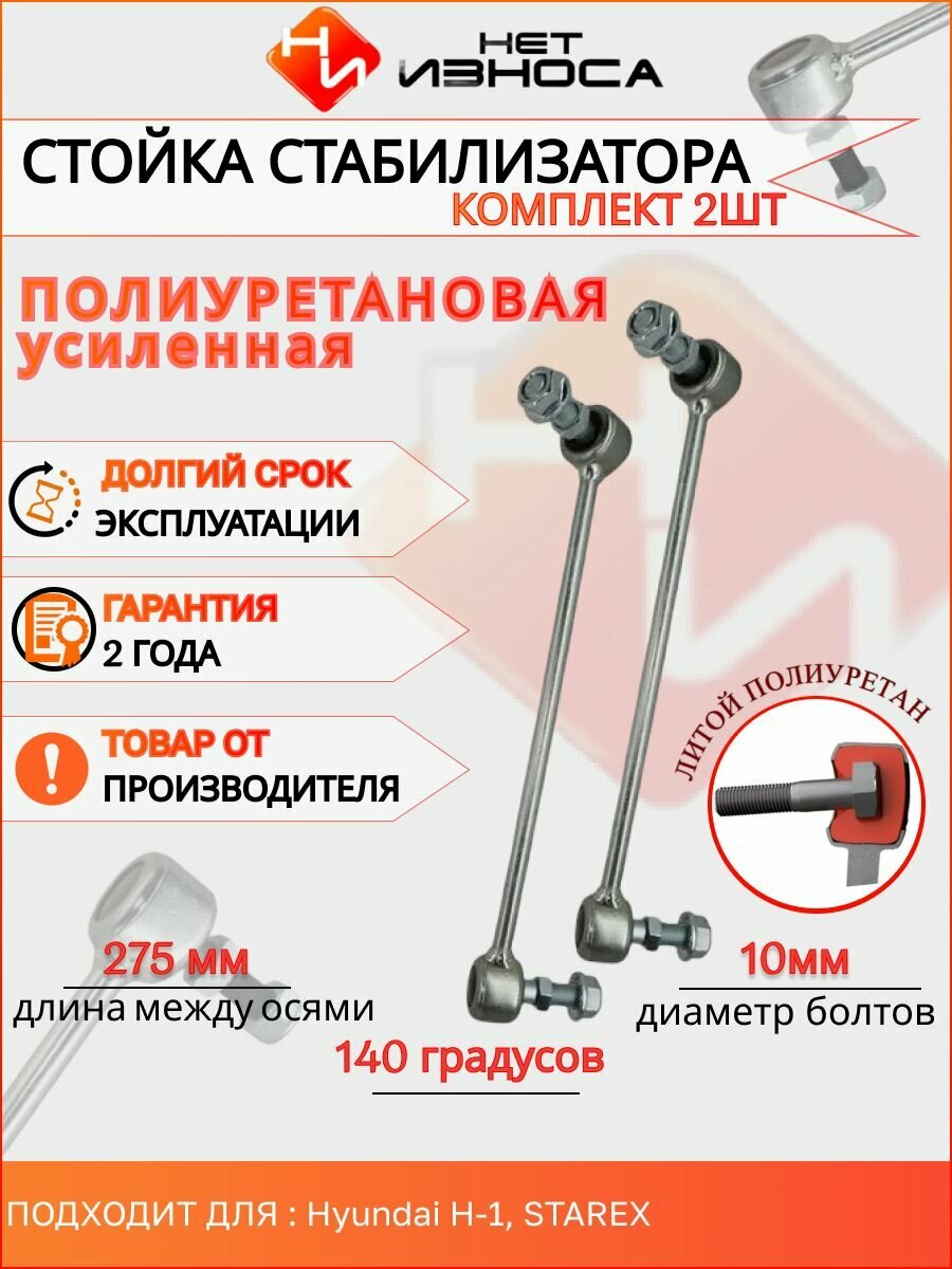 Стойки стабилизатора полиуретановые усиленные NL146-2 комплект (левая и правая) Hyundai H-1, STAREX