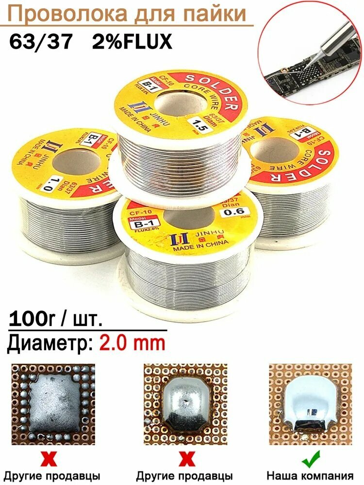 1 шт CF - 10 63 / 37 2,0% канифольный припой 100 г (2.0мм)