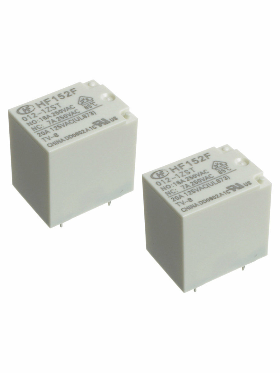 Реле 12В, 1 группа 15А 277В AC (упаковка 2шт) Hongfa HF152F/012-1ZST SPDT 1С