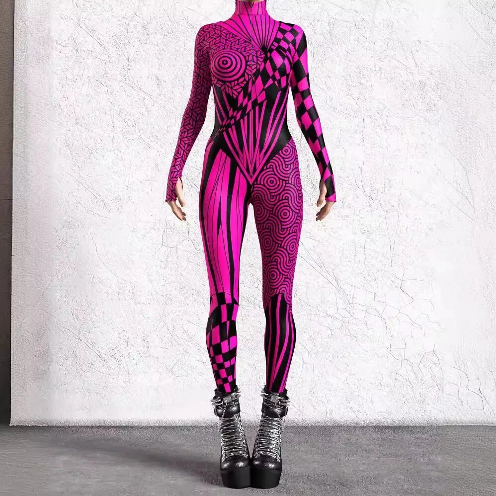 Костюм зентай панк полиэстер унисекс Розовый, S, Bodysuit 5