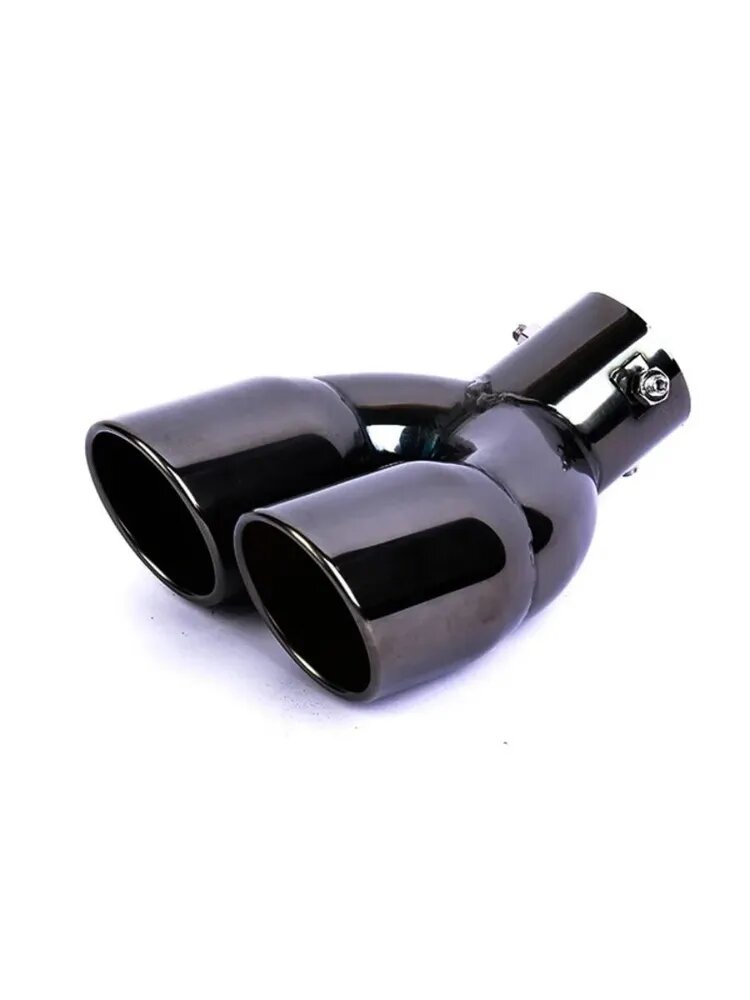 Глушитель, диаметр 75 мм, длина 200 мм арт. насадка на глушитель двойная Изогнутый титановый черный