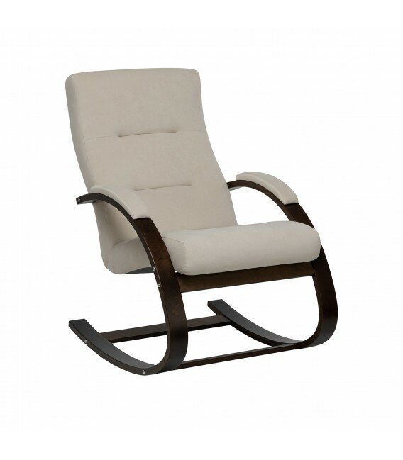 Кресло-качалка Leset Милано NEW, орех текстура, ткань велюр, Bingo 02 бежевый