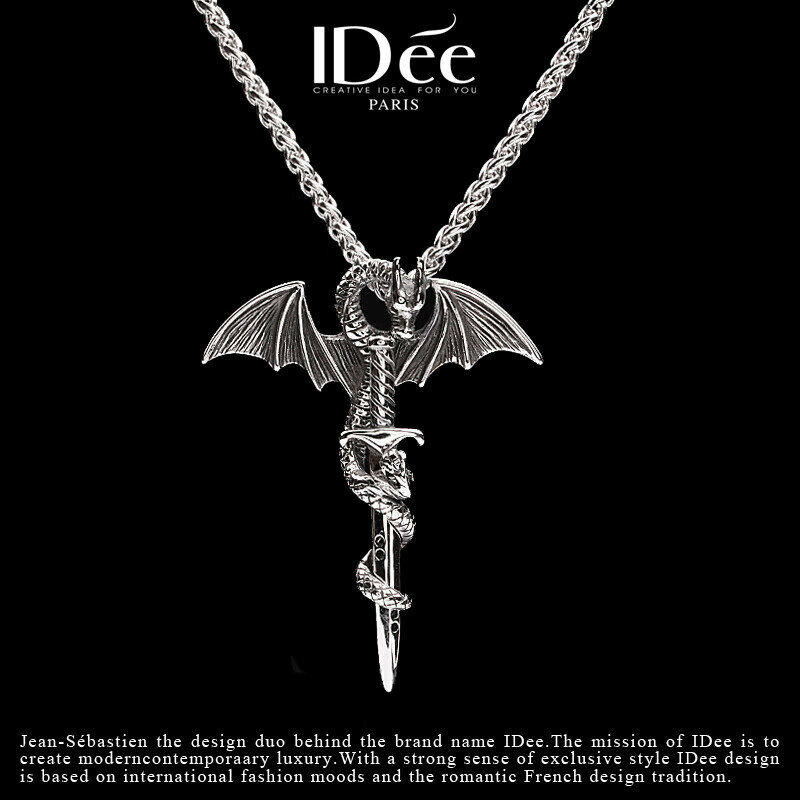 IDee CREATIVE IDER FOR YOU ожерелье с крыльями дракона серебряный модный брендовый кулон в стиле ретро подарок 55 5 см кулон около 4*5,6 см