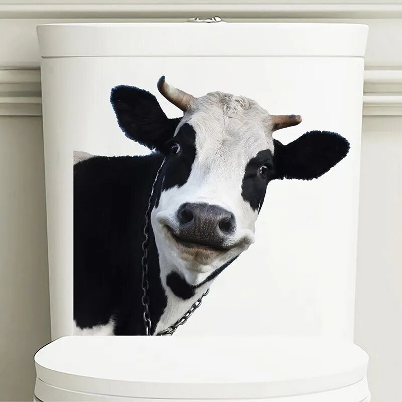 1 шт. Водонепроницаемые наклейки для туалета в ванной: персональные головы коровы и самоклеящиеся стикеры для стен