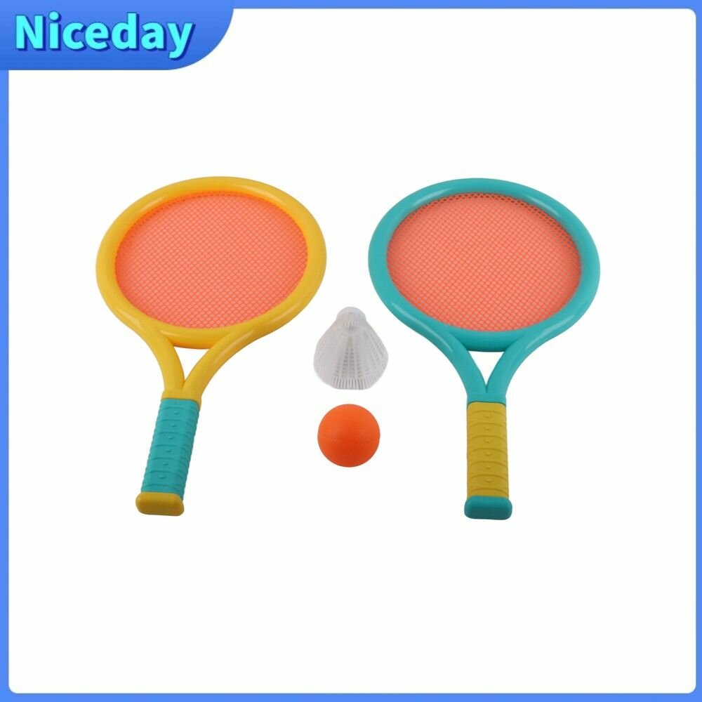 Детская ракетка для бадминтона, 2 ракетки, 2 мяча, синий, желтый