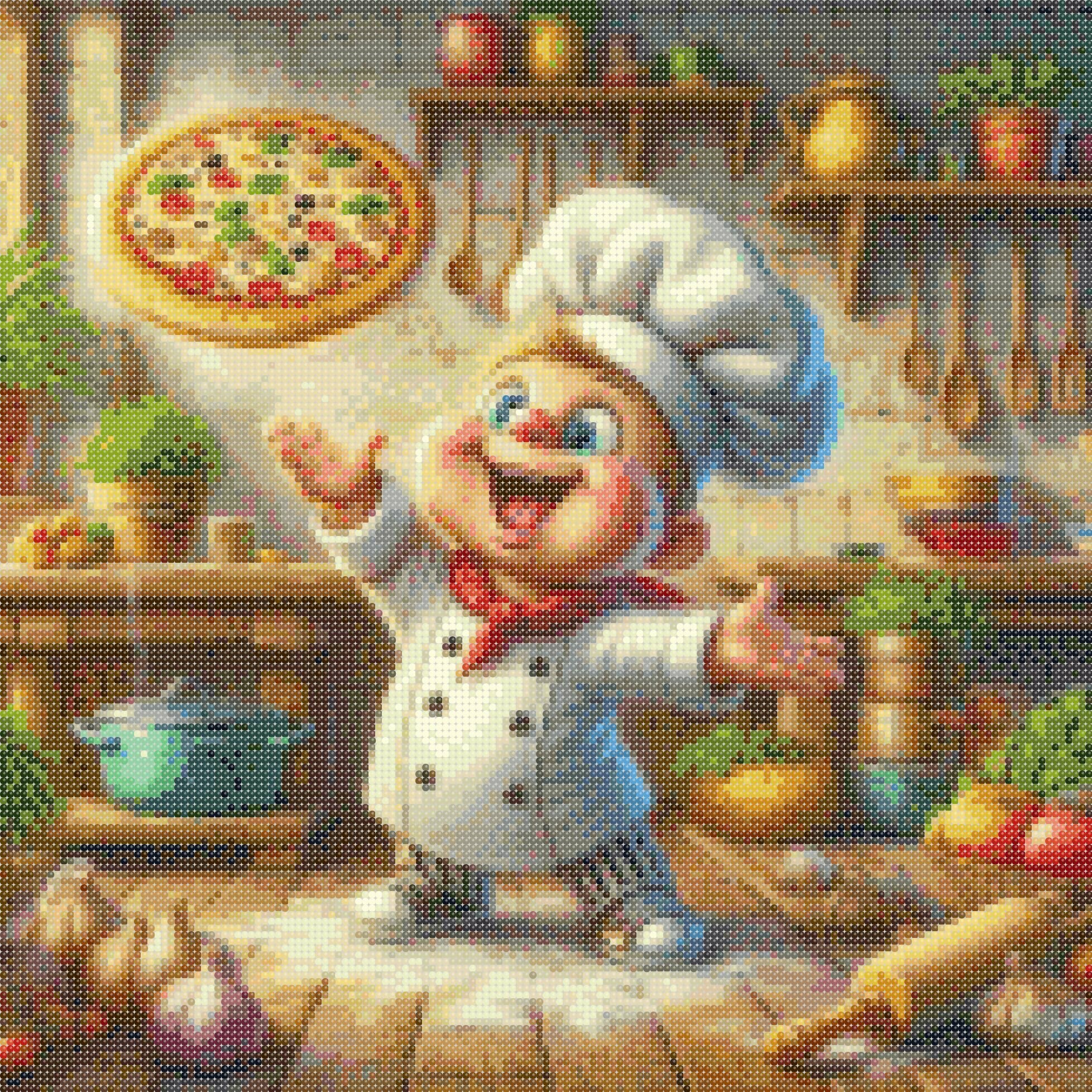 Схема вышивки бисером Поваренок (без бисера) 163х163 стежков (33х33 см) 80 цветов