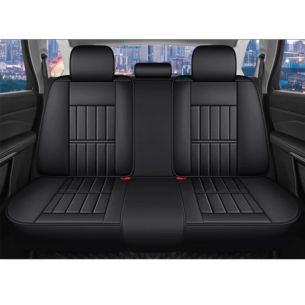 Кожаные чехлы на сиденья для Mitsubishi Pajero 4, 2 Sport Outlander xl, asx, Montero, аксессуары для Lancer 9, 10, Carisma Black Rear