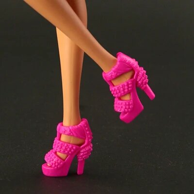 Пластиковые хрустальные туфли для куклы Барби 1/6 Розовый, B07