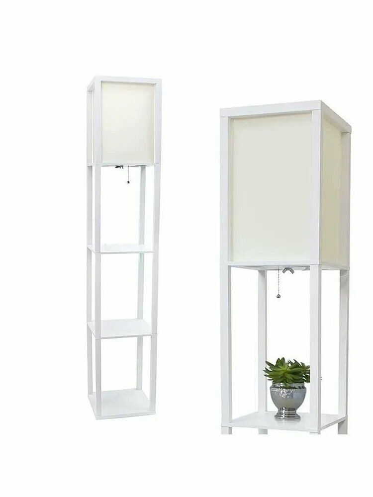 Светильник, торшер напольный, ночник, деревянный, с полками