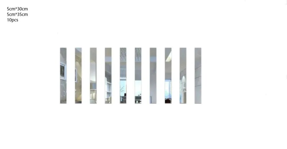 Длинная полоса акриловой наклейки на стену самоклеящаяся декоративная зеркальная наклейка 10ШТ