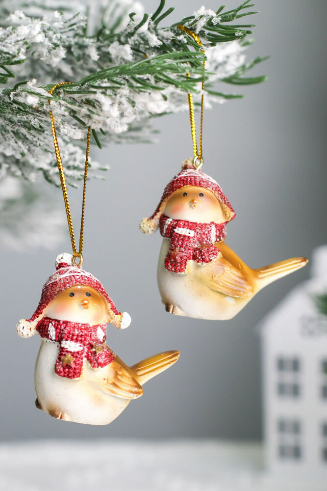 Набор ёлочных игрушек пернатые друзья, полистоун, 6 см, 2 шт, Breitner 32-3073-набор