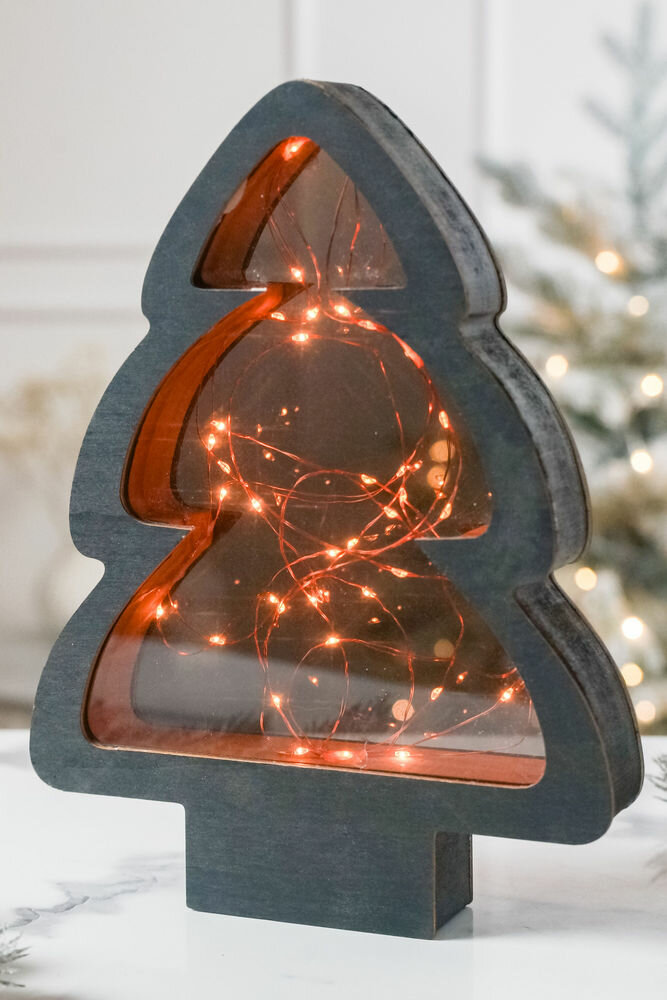 Декоративный светильник ёлочка 'ланни', 40 тёплых белых micro LED-огней, 28х21 см, батарейки, Kaemingk 487130