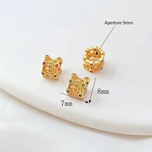 Золотая корона из бисера с большим отверстием 2 шт. 8