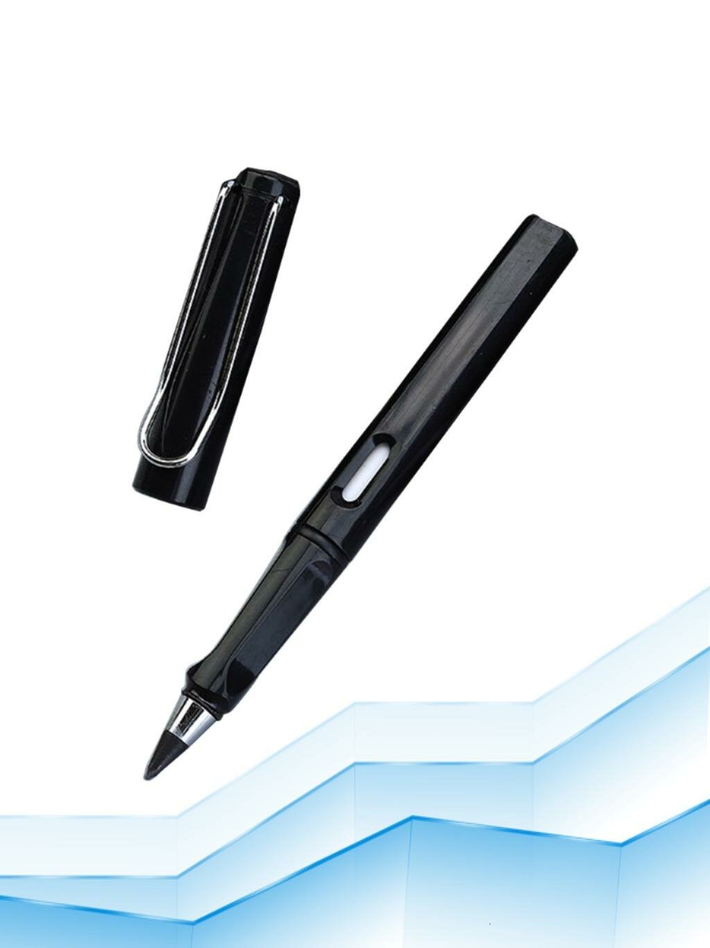 Безчернильный карандаш с ластиком, Черный