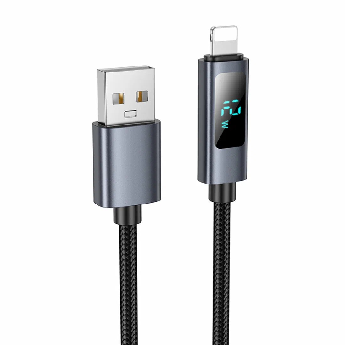 Кабель USB-Lightning HOCO X112, длина 1 м, с дисплеем, чёрный