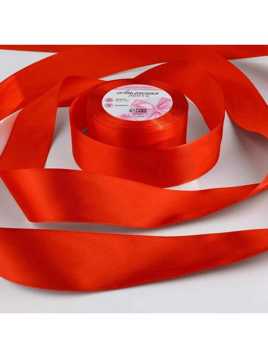 Красная атласная лента для декора и рукоделия