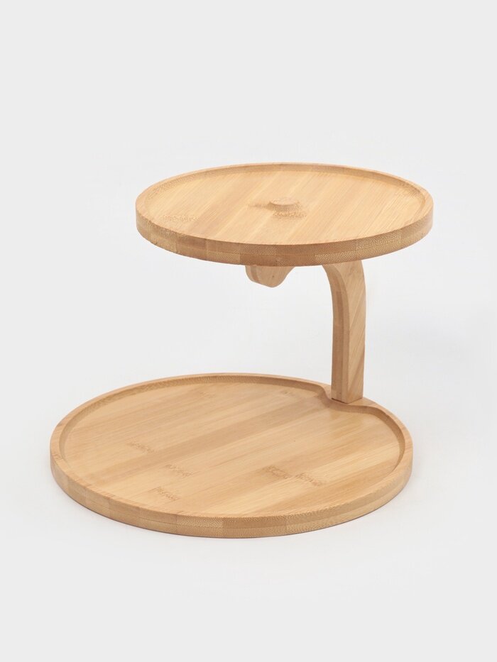 Этажерка для фруктов и десертов Доляна «Бамбук», 2 яруса, 25×19.5 см, бамбук